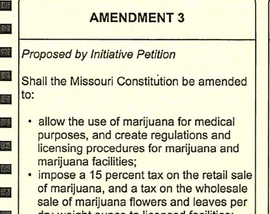 Missouri 2018 Constitutional Amendments- Voter Results - Alton MO